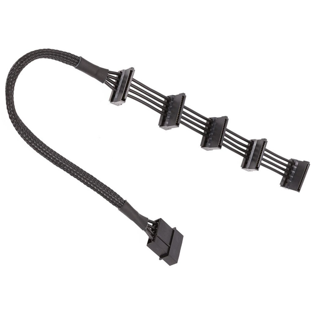 Практичный 5-портовый кабель питания от 4Pin IDE к 15Pin кабелю питания с проводом 18AWG для жесткого диска