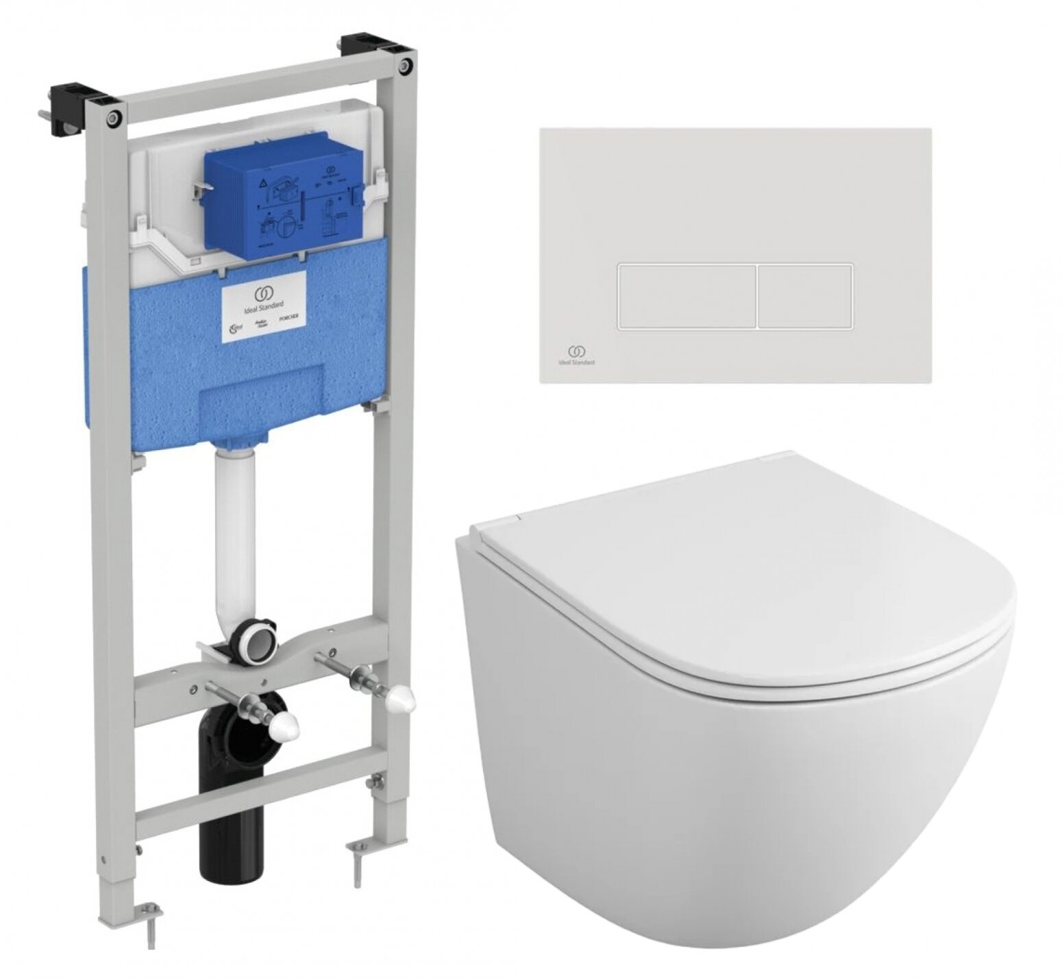 Комплект 3 в 1 инсталляция Ideal Standard + Унитаз подвесной Owl 1975 Vind TOWLT190302 + кнопка белая