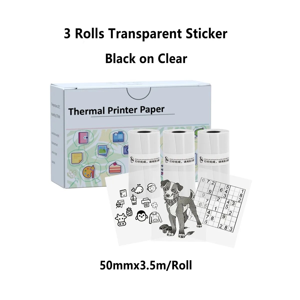 QKX Беспроводной мини-термопринтер 3Pcs-Clear Sticker