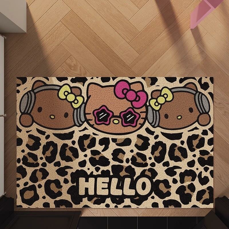 Hello Kitty Коврик для пола, Коврик для входной двери, леопардовый, 40x60 cm