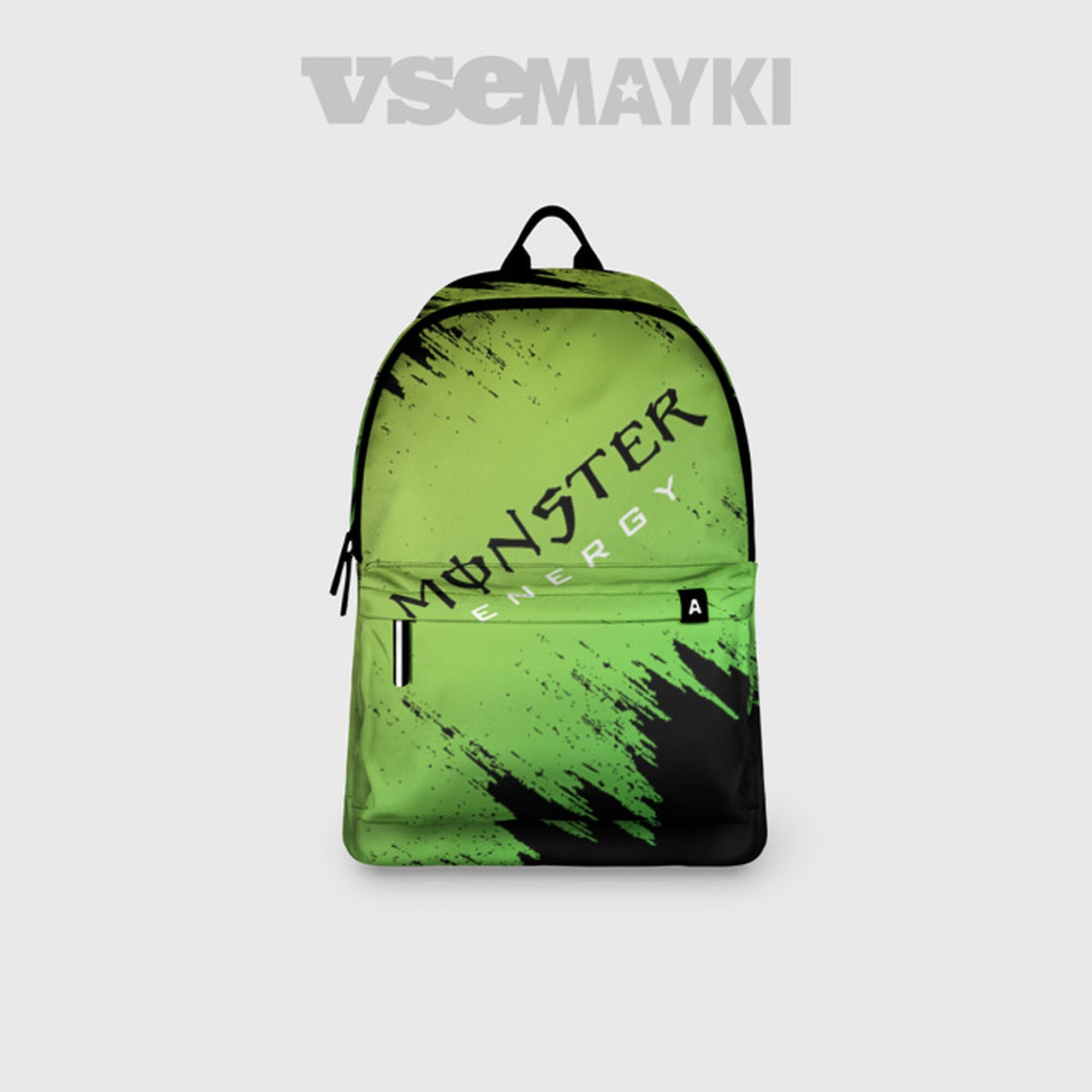 Рюкзак VseMayki с принтом Green monster energy, One size, белый