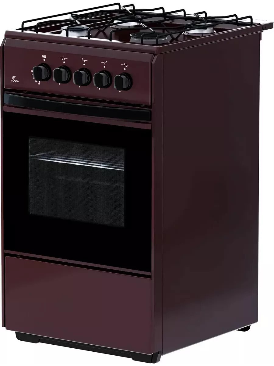 Газовая плита Flama RG24019B, коричневый, 4 газовые конфорки, эмалированная сталь