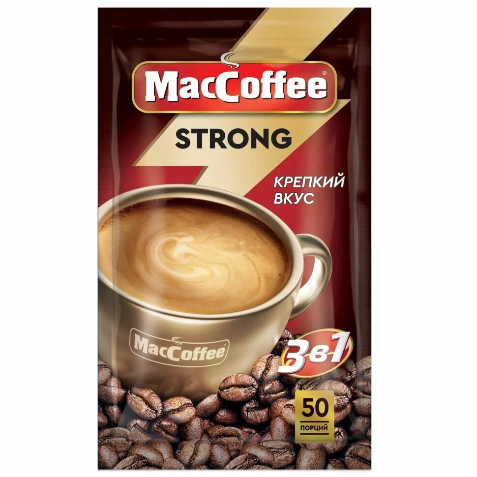 Кофейный напиток MacCoffee Strong 3в1 растворимый 18гx50шт/уп, 2406888
