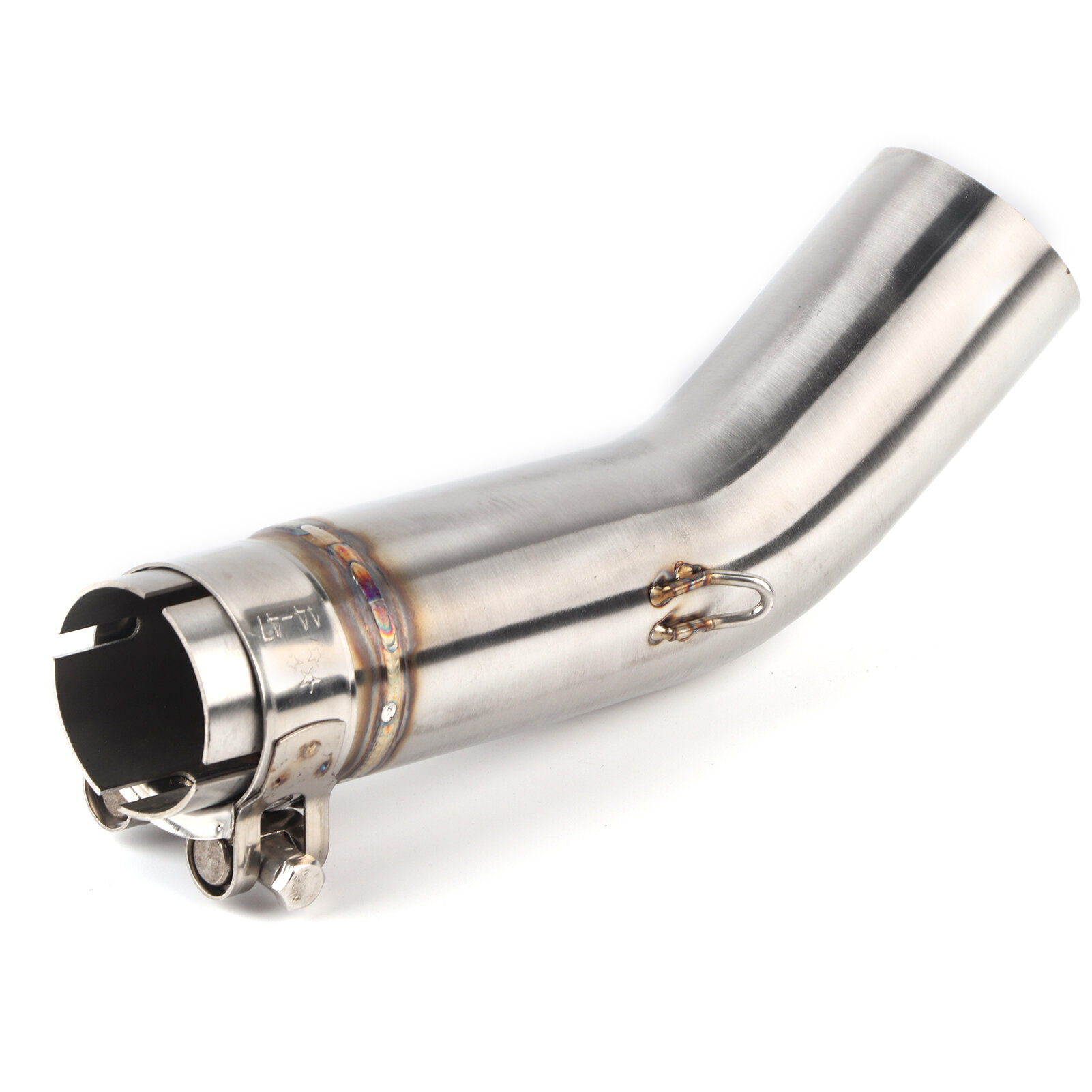 Exhaust Middle Pipe, 51mm Dia Stainless Steel Motorcycle Medium Tube High Temp Resistant for Motorcycles