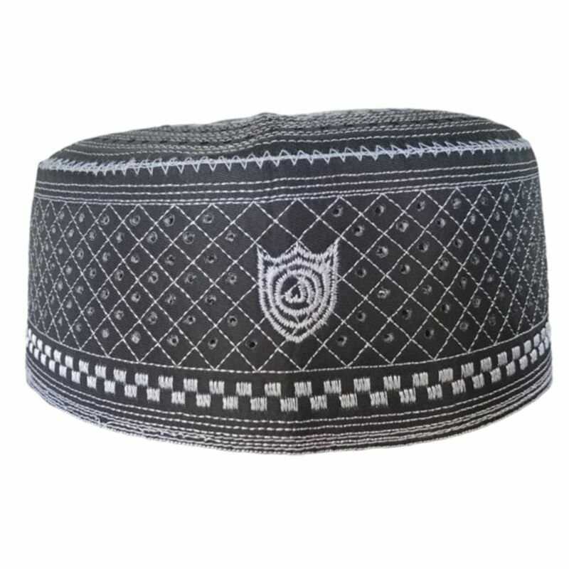 Мусульманская шляпа, этническая шляпа с компьютерной вышивкой-черный-M