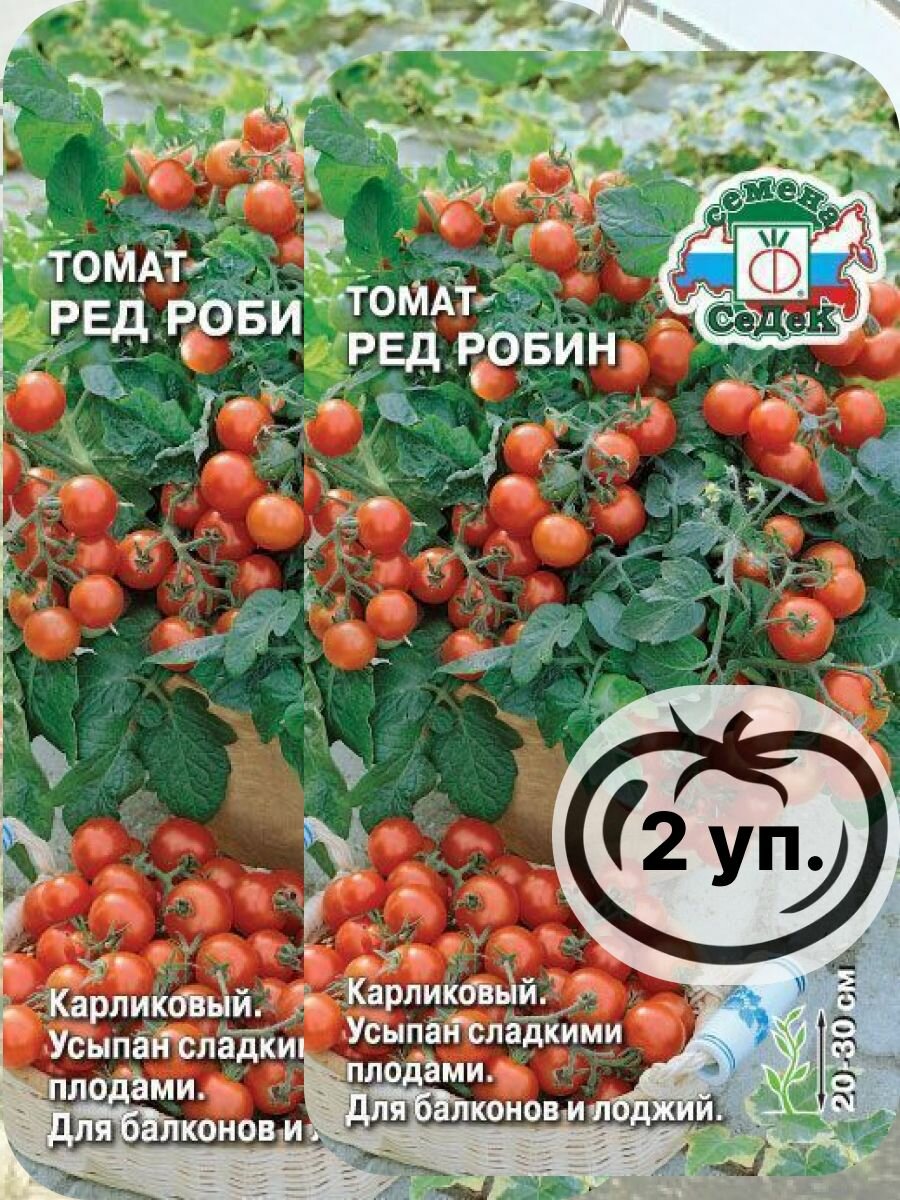 Семена Томат "СеДеК" РЕД робин черри, карликовый, для открытого грунта и теплиц (2 упаковки)