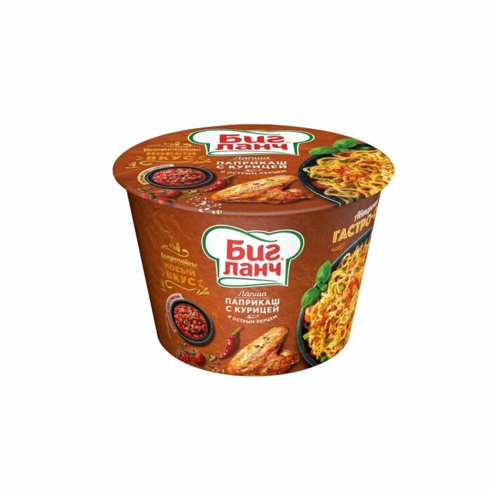 Биг Ланч Лапша быстрого приготовления, Паприкаш с курицей и острым перцем, 90 г