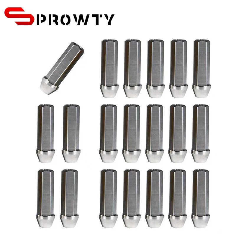 SPROWTY 20 шт. Колесные гайки M12x1,5/M12x1,25/M14x1,5/1/2-20 Резьба 45 мм Высота T304 Нержавеющая сталь для модификации автомобиля Silver, М12Х1,25