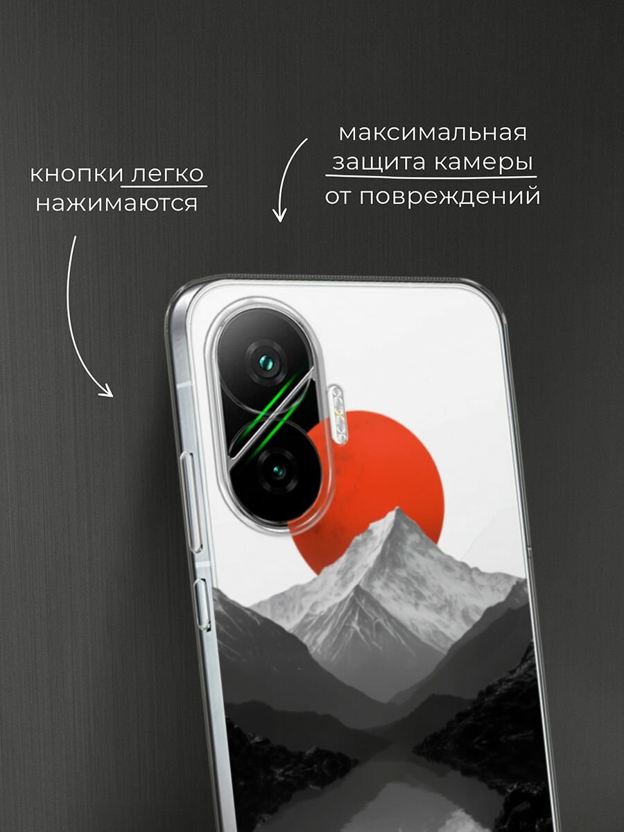 Чехол на Poco F7 / Поко F7 с принтом Белая гора 2, прозрачный — фото 1