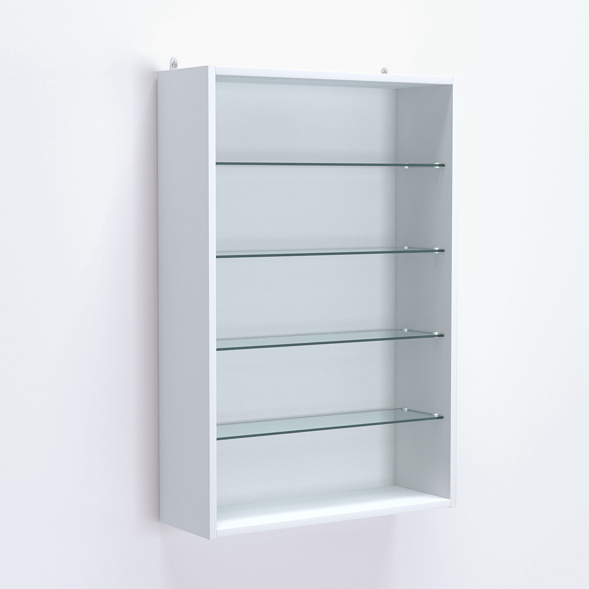 Витрина настенная №202-1Г открытая с четырьмя полками, Белый