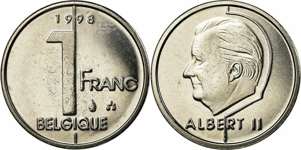 Бельгия 1 франк, 1994 - 2001 BELGIQUE XF