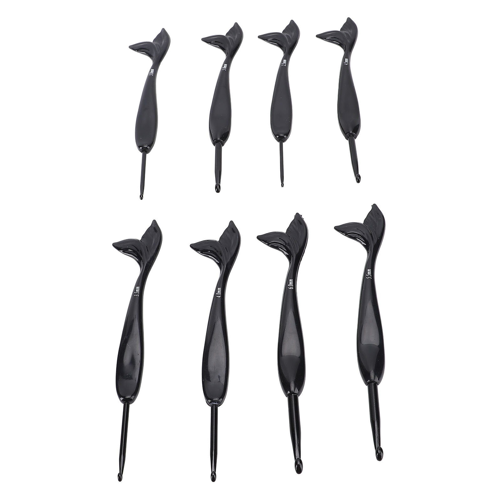 Набор крючков для вязания из 8 шт, 2,5-6 мм, алюминиевые эргономичные крючки из АБС-пластика с ручкой «рыбий хвост»