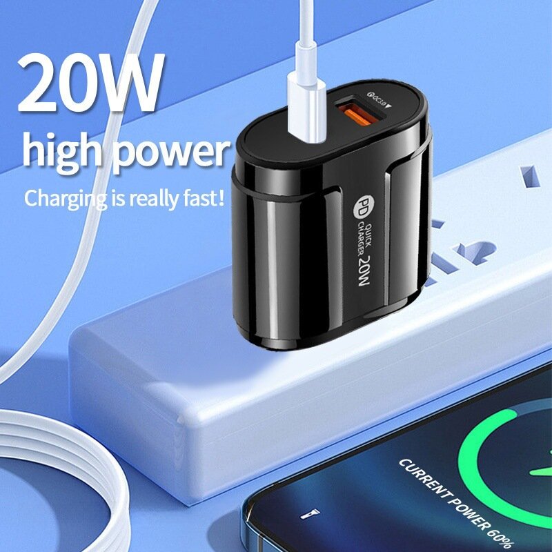 20W двойной порт A C быстрой зарядки подходит для Apple iPhone16 Huawei Xiaomi Samsung мобильный телефон USB зарядное
