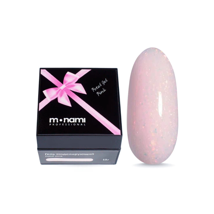 Гель для ногтей Monami "Potal Gel Pink", розовый, твердый, трехфазный, 15г
