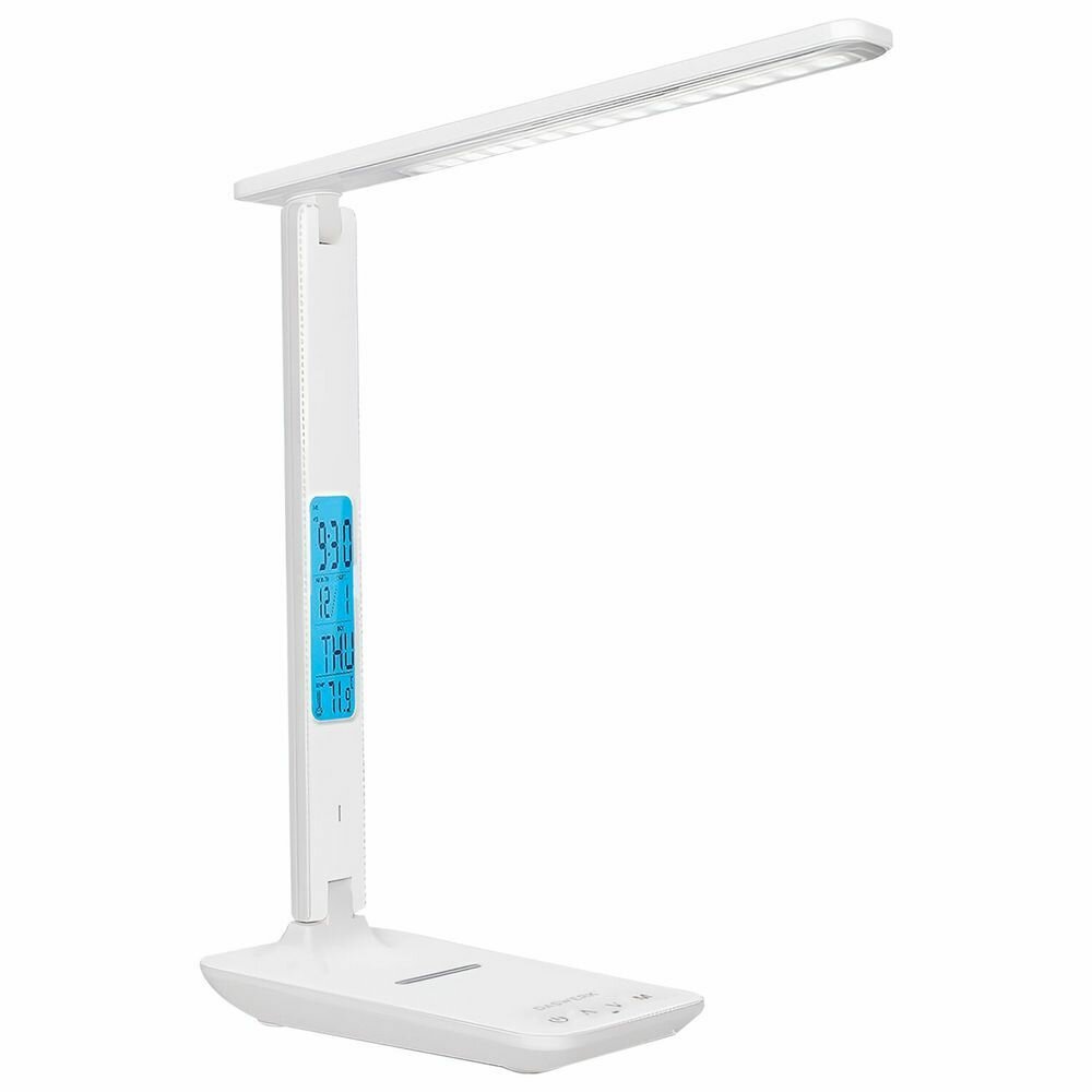 Настольная лампа светильник с дисплеем и беспроводной зарядкой "7 в 1", LED, 10 Вт, белый, DASWERK
