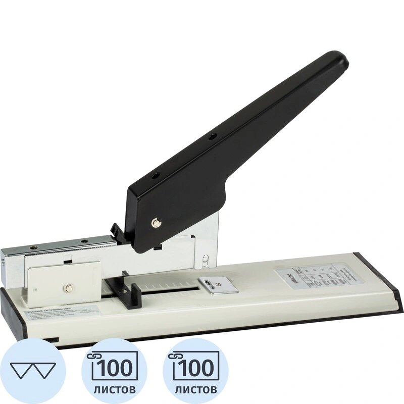 Степлер мощный Attache до 100 листов, №23/6- 23/13, цвет черно-белый