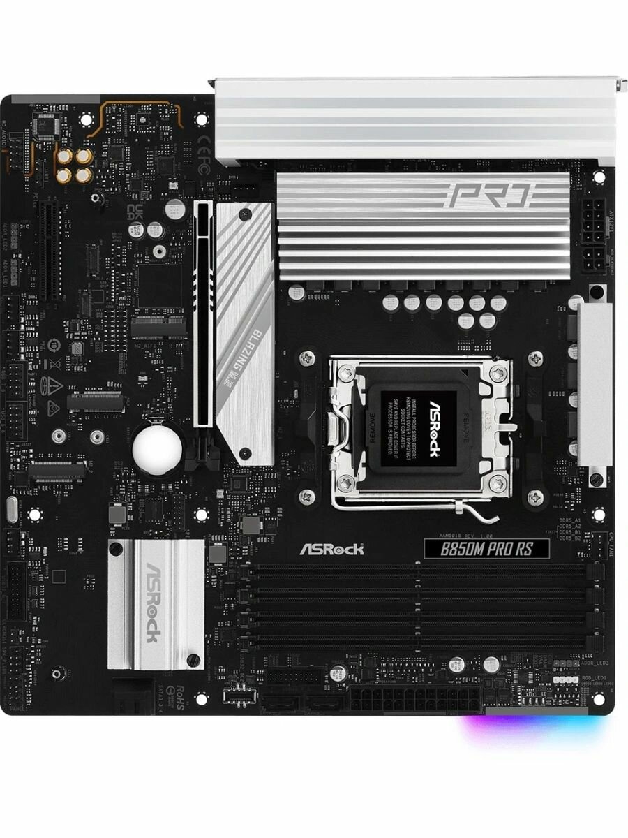 Материнская плата Asrock B850M PRO RS Socket AM5 AMD B850 4xDDR5 mATX AC 97 8ch(7.1) 2.5Gg RAID+HDMI+DP