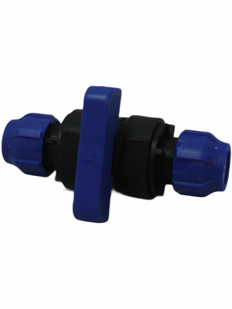 Кран шаровой 20мм ПНД компрессионный цанга цанга разборный 20х20