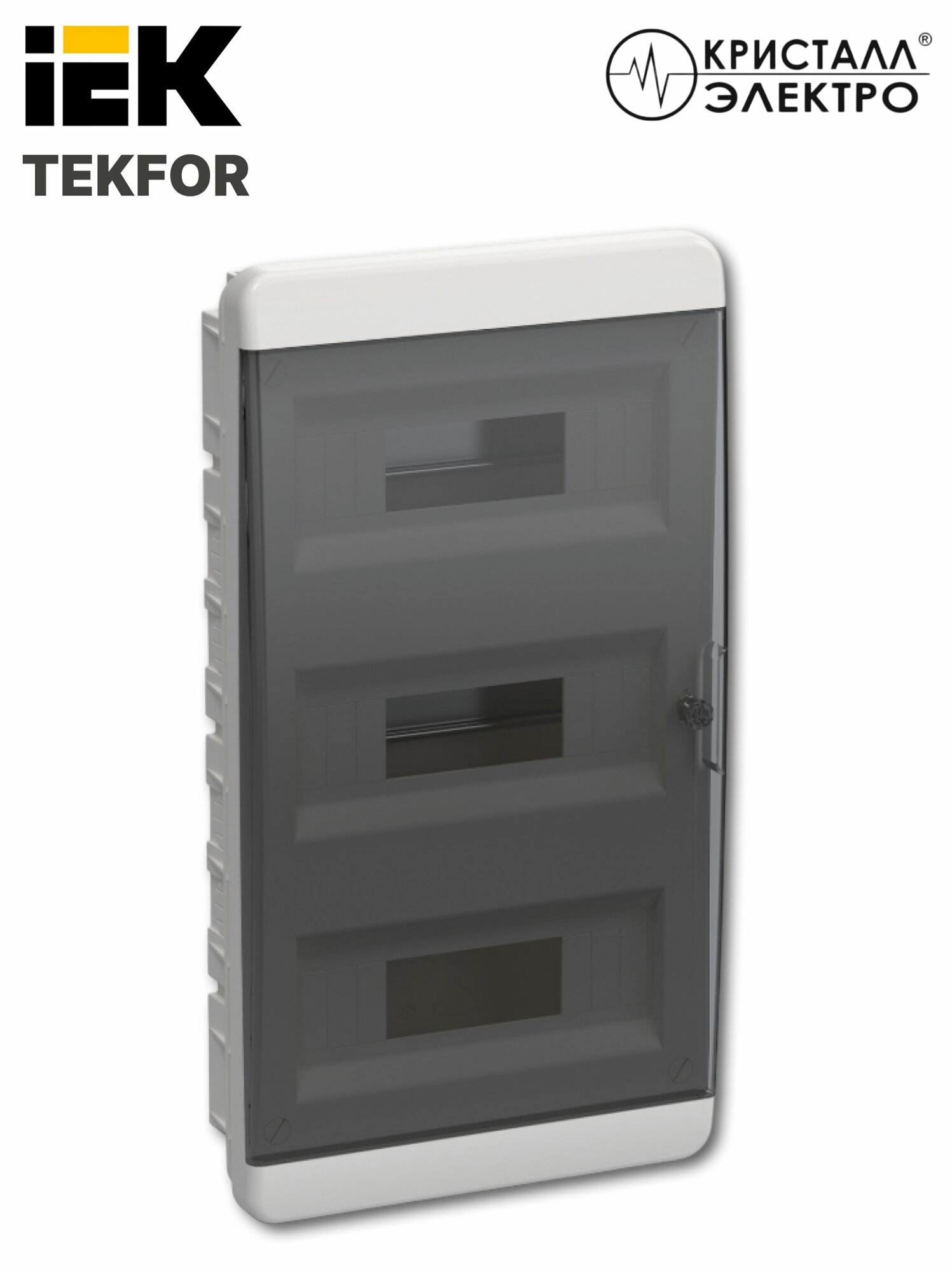 Щиток электрический для автоматов 36мод встраиваемый белый черная прозрачная дверь IP41 IEK TEKFOR