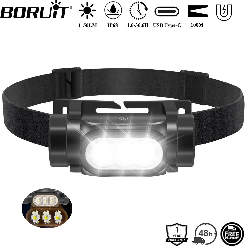 BORUiT HP130 налобный фонарь 1150LM