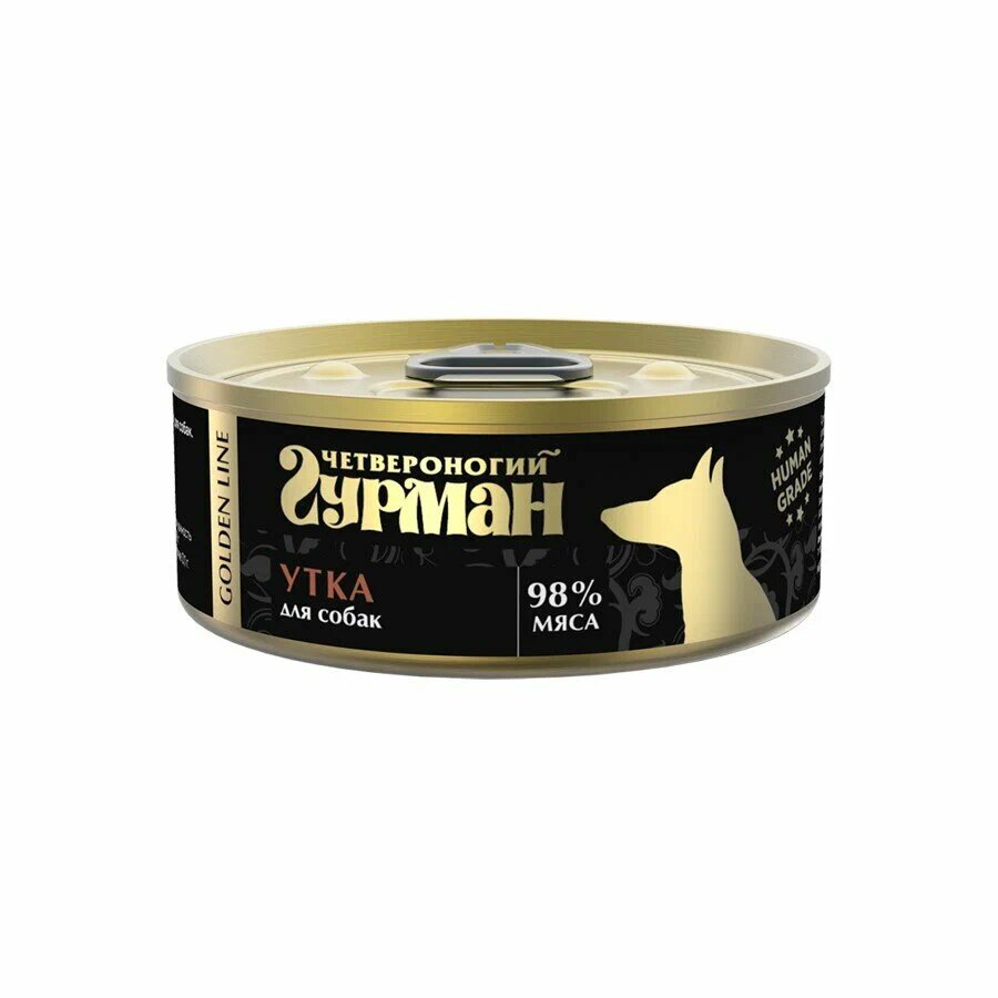 Влажный корм для собак Четвероногий Гурман Golden line, Утка натуральная в желе, 100 г 1 шт