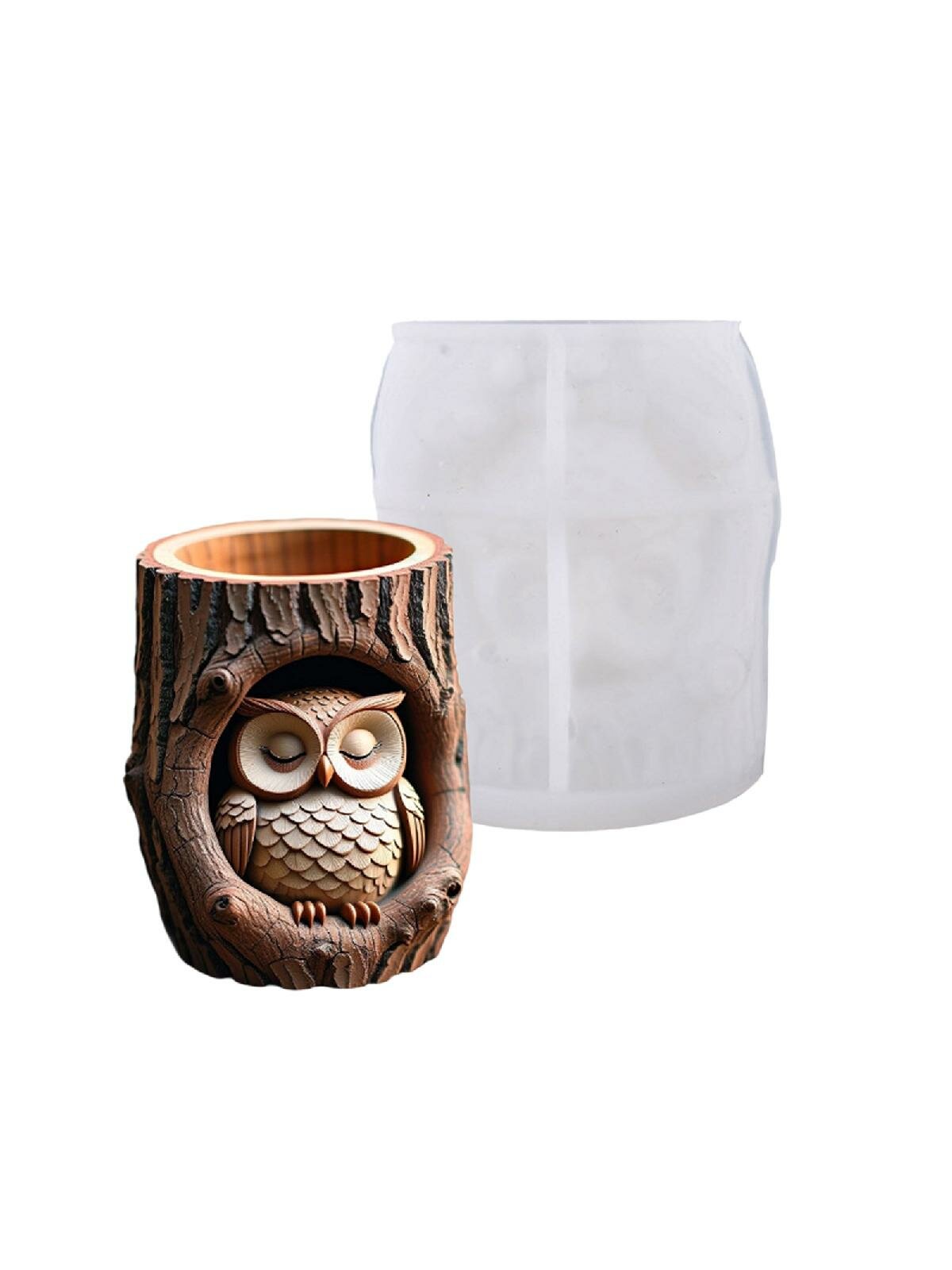 Силиконовая форма для кашпо в форме совы для литья из смолы и творческих проектов ручной работы