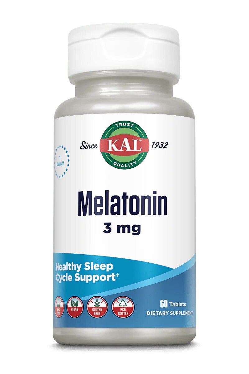 Антиоксидант KAL "Melatonin" 3мг 60 таблеток, для нормализации сна