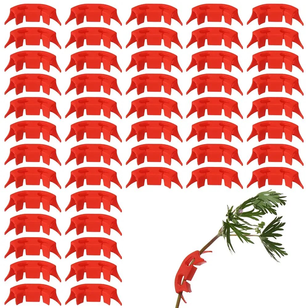 100 шт. белые/красные пластиковые зажимы для растений 90 градусов Красный, red