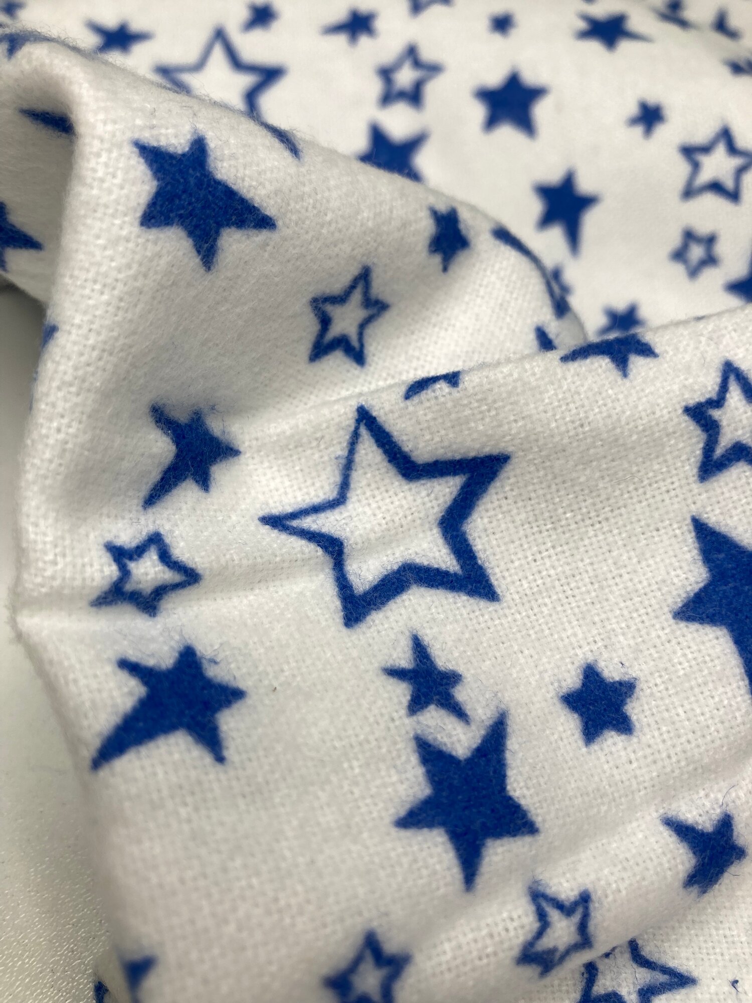 Ткань хлопковая фланель Голубые звезды, плотность 176 гр, отрез2 метра