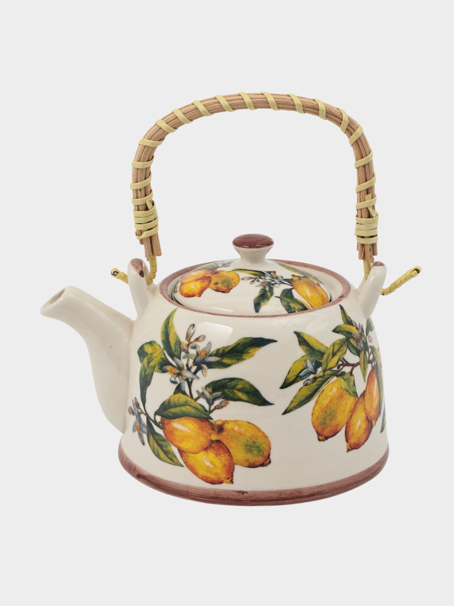 Чайник заварочный «Лимоны», металлическое сито, 900 мл, керамика, белый