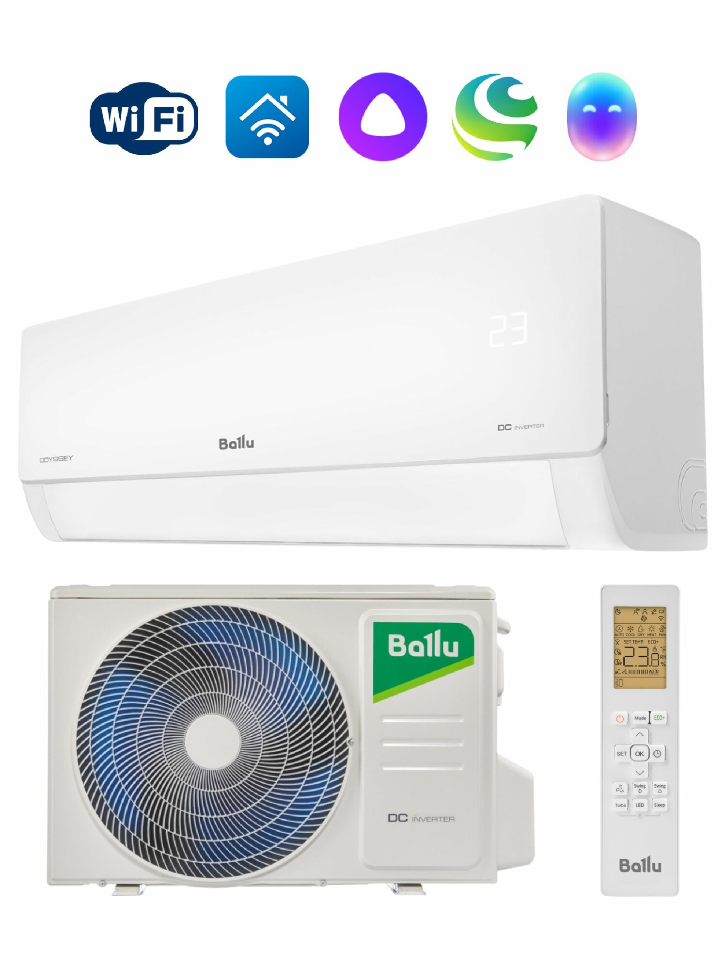 Инверторная сплит система настенная Ballu Odyssey DC BSOI-18HN8, белая, комплект, до 61 кв/м, Wi-Fi модуль опция HOMMYN