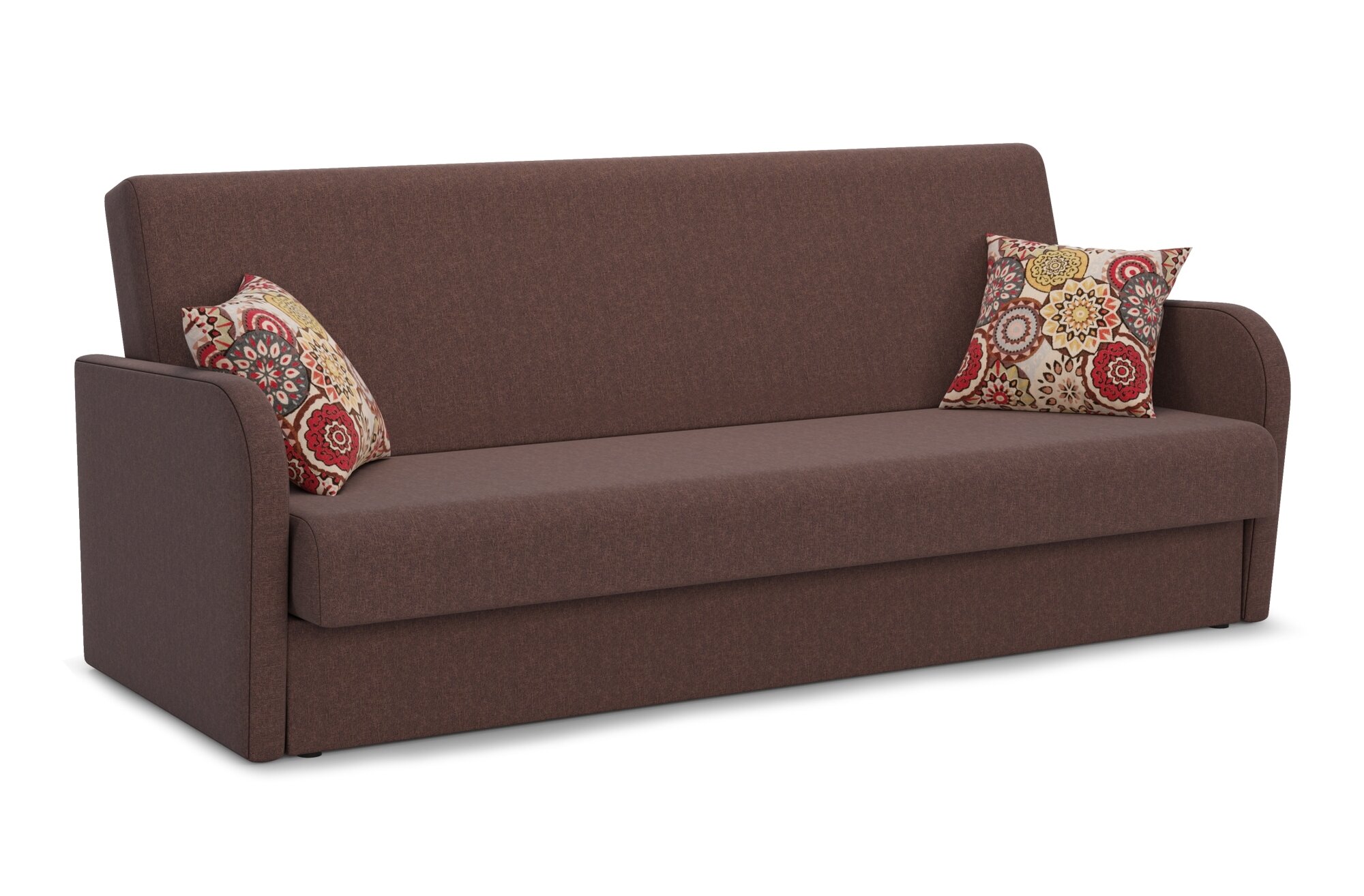 Sofos Прямой диван-кровать, с ящиком для хранения, механизм-книжка, Аква Savana/chocolate, 202х95х92см