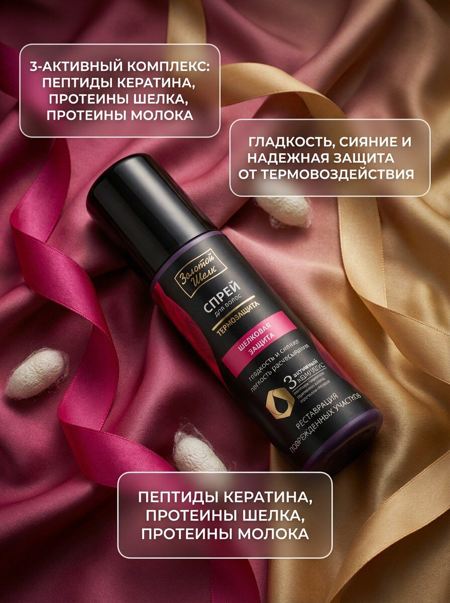 (2шт) Спрей-термозащита Шелковая защита Гладкость и сияние, 150 мл
