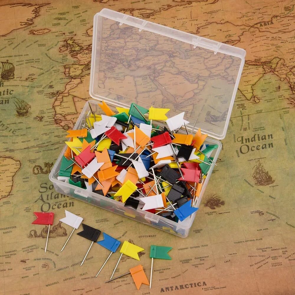 100 Штук Пин-Карт С Флажками, Стальные Иглы Для Карты, Для Декорирования