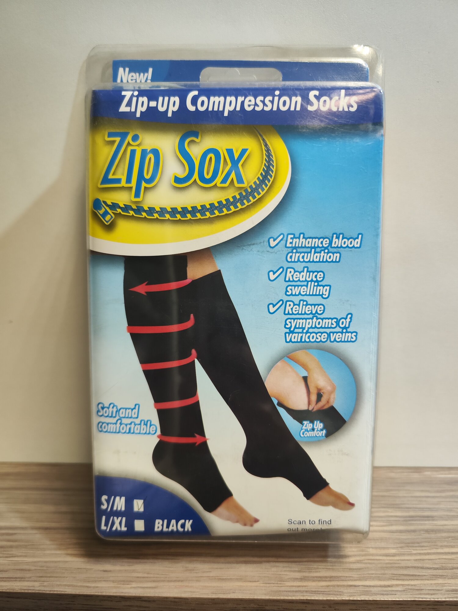 Гольфы компрессионные Зип Сокс, антиварикозный эффект, черные, размер M/S