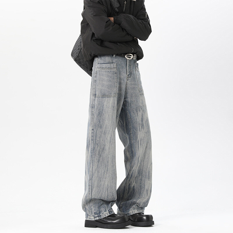 Тренд RONG CH Мужские Джинсы Молния Печать Черные Осень Премиум Деним, Размер_4XL