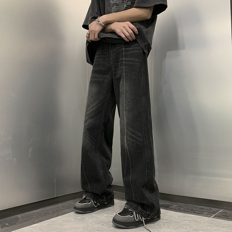 JYL Джинсы Мужские Прямые Весенние Гонконгские Свободные Хип-Хоп Длинные Деним, Размер_M