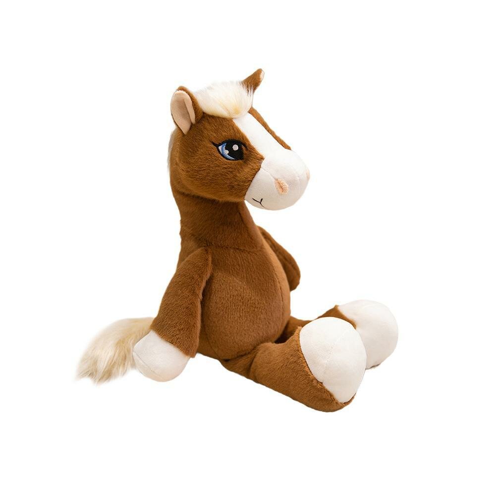 Большая мягкая игрушка пони, реалистичная сидячая лошадка с большими глазами, талисман года Лошади, подарок для детей