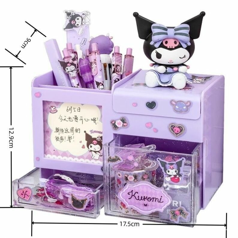 Эксклюзивный настольный комплект из 8 предметов с органайзером для юной ученицы, идеальный презент Куроми будущему первокласснику или выпускнику