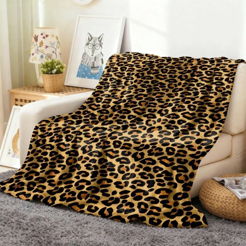 Плед из флиса Coral Fleece с леопардовым принтом 150x200cm, Lp1