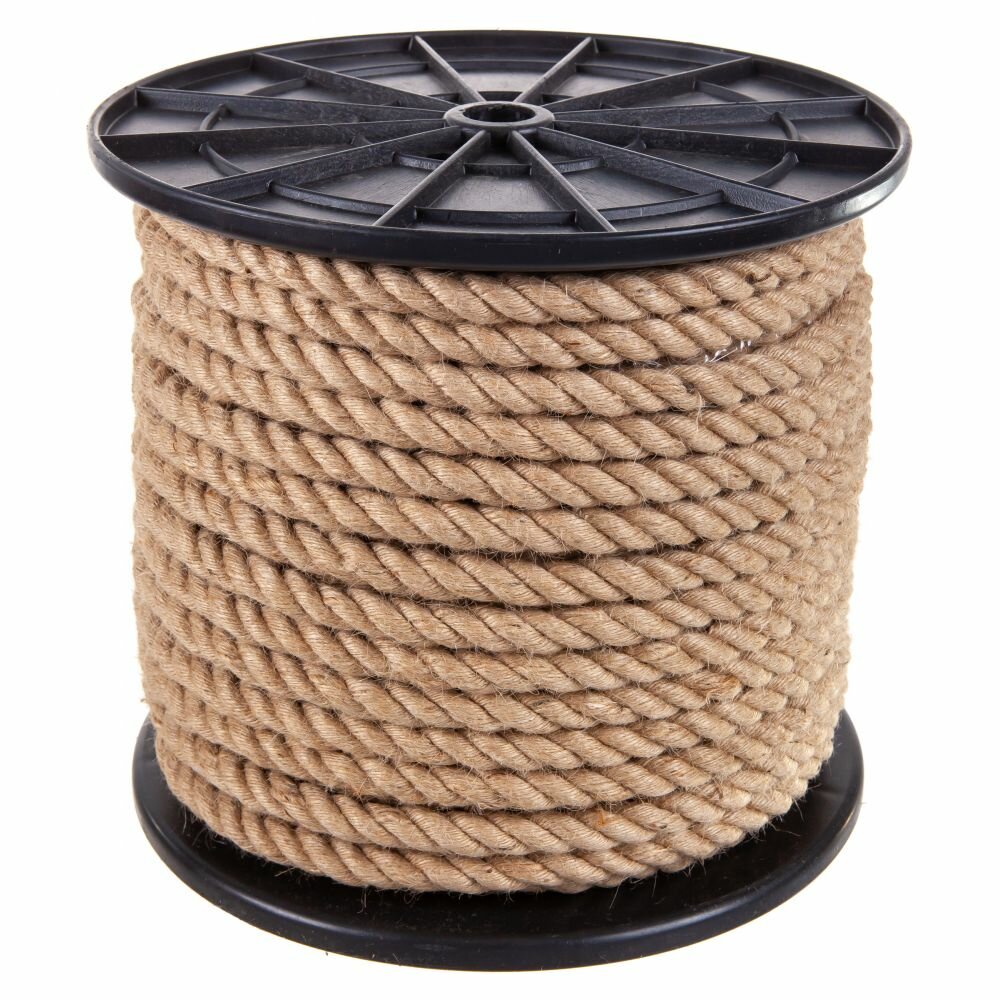 Канат джутовый (веревка) 20мм (30м), крученый, на ролике