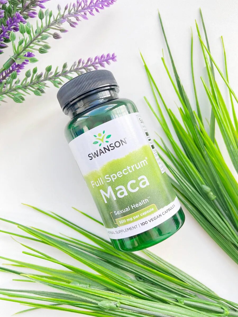 Мака Перуанская Swanson Full Spectrum Maca, 500мг, 100капсул, веганская, без глютена