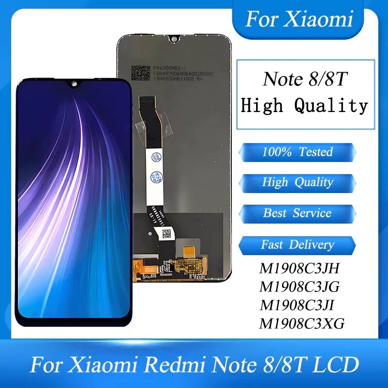 6,3 "для Xiaomi Redmi Note 8, ЖК-дисплей, преобразователь сенсорного экрана в сборе для Redmi Note 8T, ЖК-дисплей M1908C3JH, замена