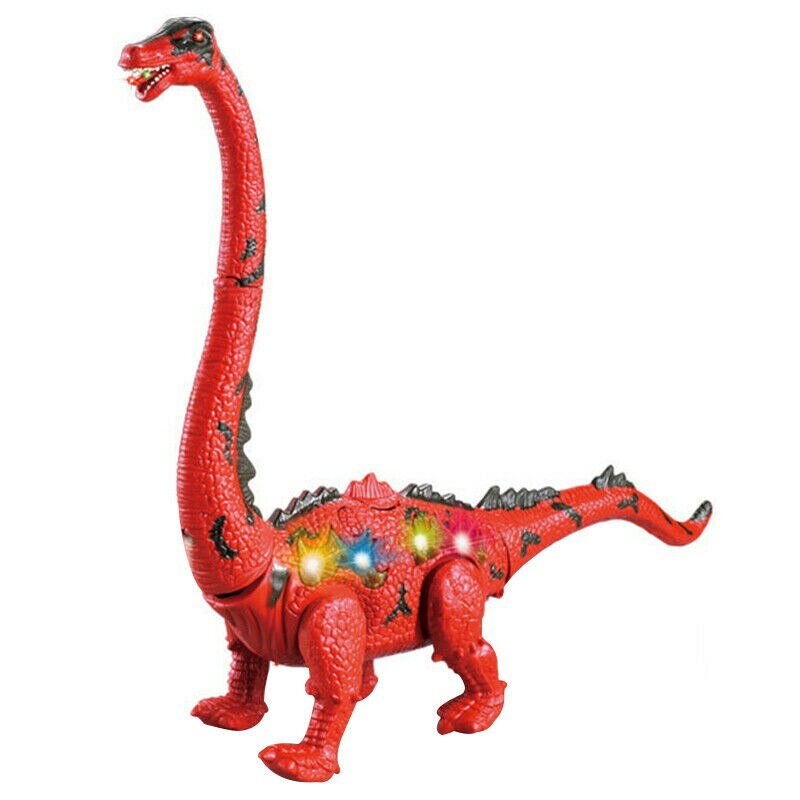 Детские игрушки Электрическая башня Длинная шея Ходящий динозавр Освещение Фейерверки Звук Проекция Модель Животного С Смешным Детским Игрушка Туман; Практическая шутка (красный)