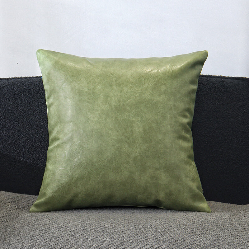 Однотонная ретро кожаная подушка PU ультратонкая мягкая кожа текстура коровьей кожи декоративная подушка для дивана с возможностью настройки