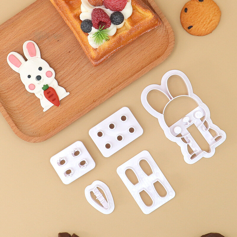 Набор форм для печенья с мультяшной кроликом для детского питания, веселые кулинарные инструменты