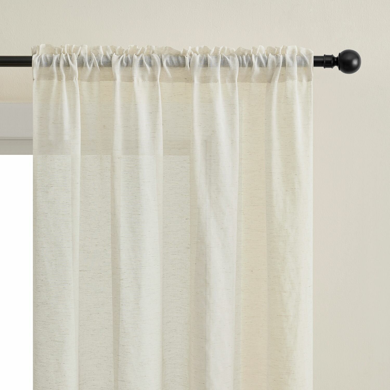 Японская штора из натурального льна с двойным креплением на карниз