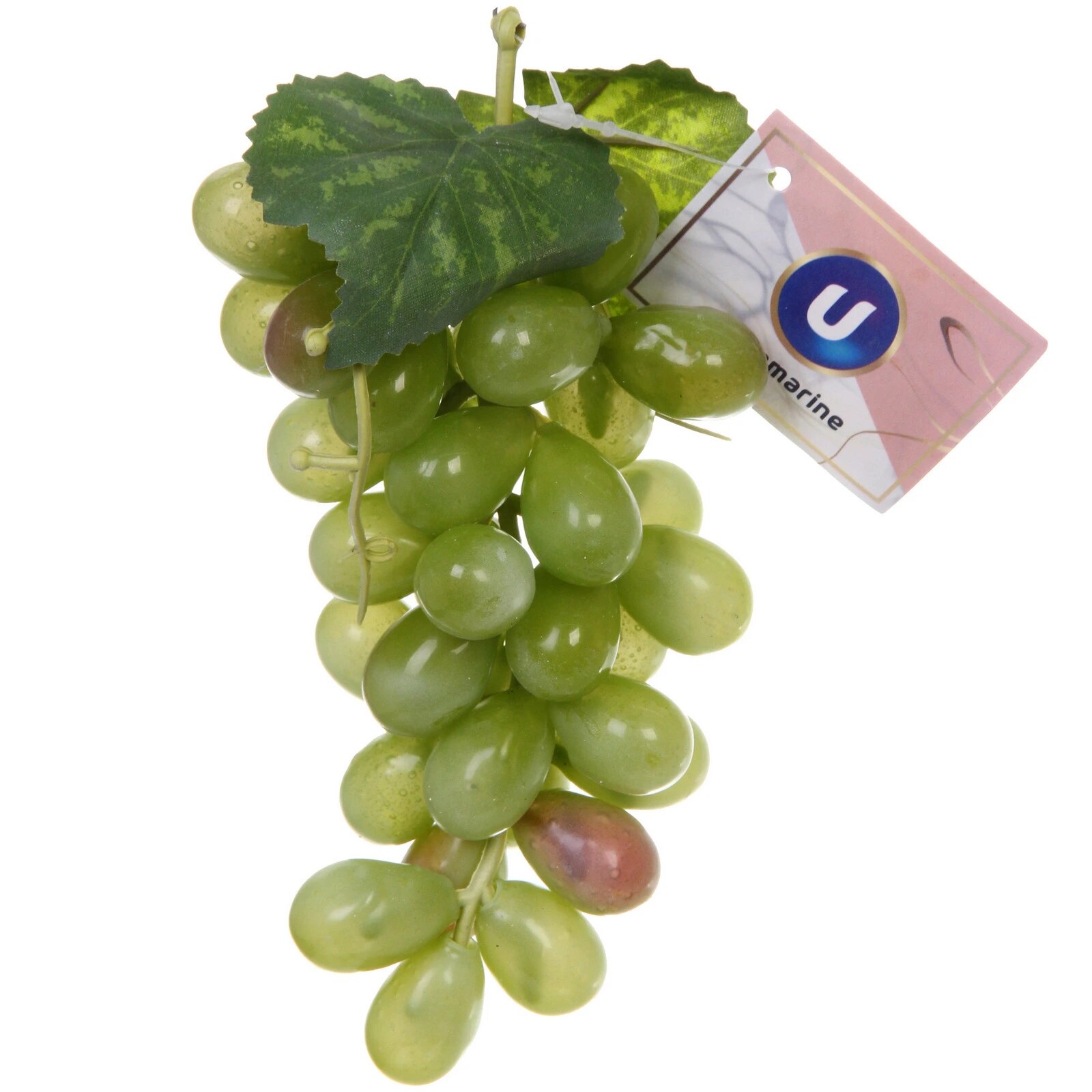 Муляж винограда зеленого с листьями, искусственный, для декора, 16 см, гроздь