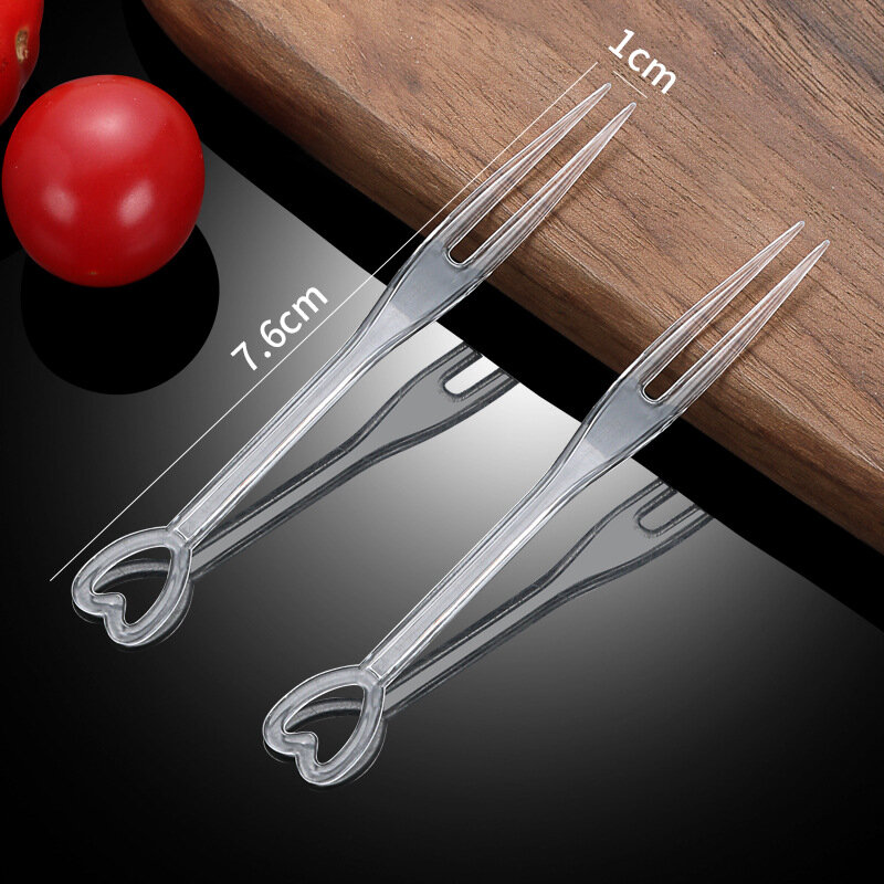 Прозрачные одноразовые фруктовые вилки, домашние пластиковые фруктовые палочки, вилки для тортов, индивидуально упакованные, утолщенные маленькие вилки, десертные вилки