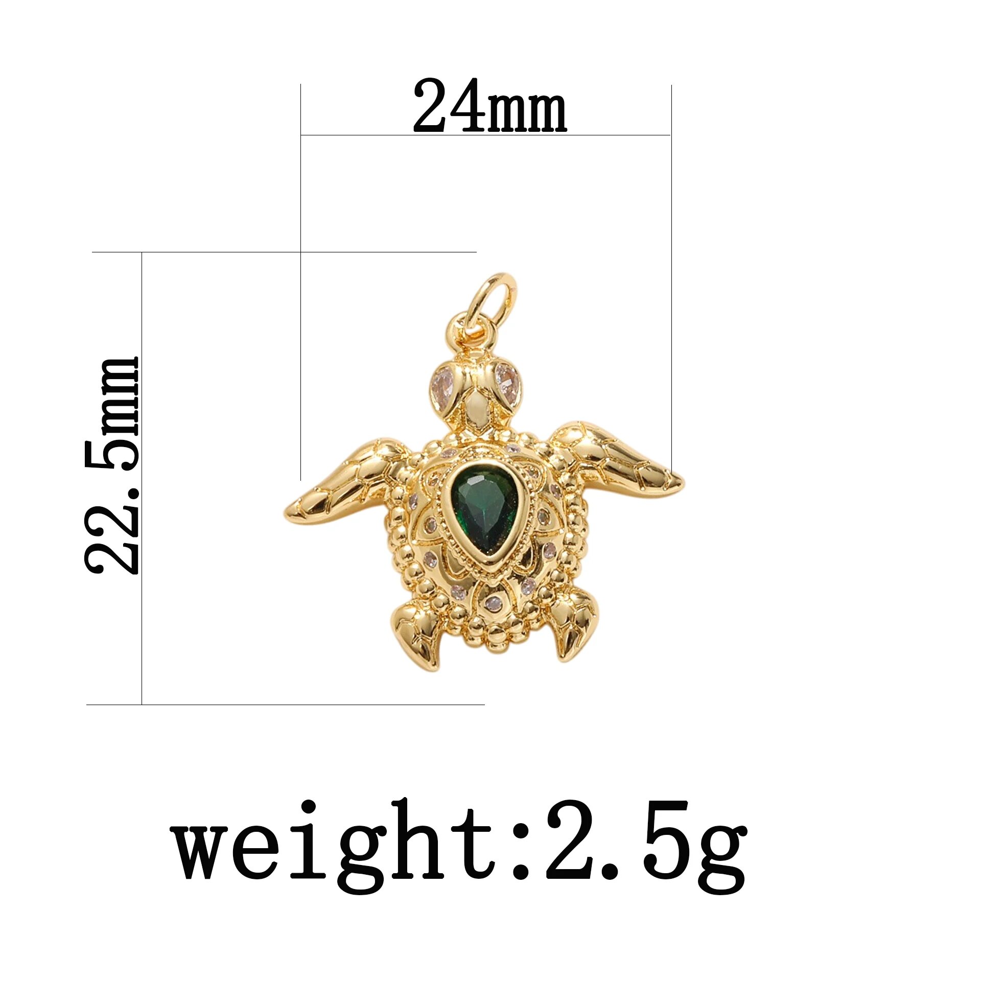 Эмалевая подвеска черепаха, 24 мм, 2.5 г, DZ1274-5-Green